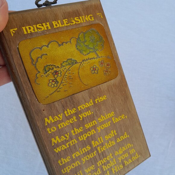 Art | 22 Vintage Wood Irish Blessing Wall Hanging Plaque Leather Rare ...